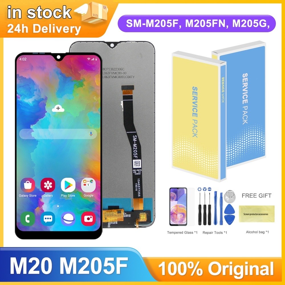 Lcd สําหรับ Samsung Galaxy M20 2019 จอแสดงผล LCD หน้าจอสัมผัสพร้อมกรอบ ...