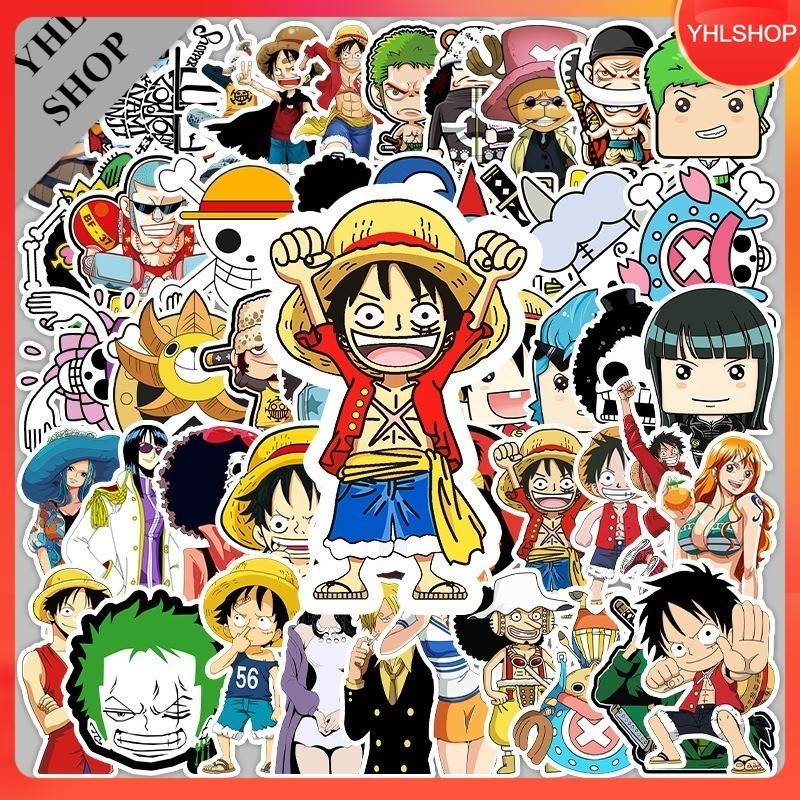 50แผ่น สติกเกอร์ กันน้ำ วันพีช ลูฟี่ One piece Lufie Waterproof ...