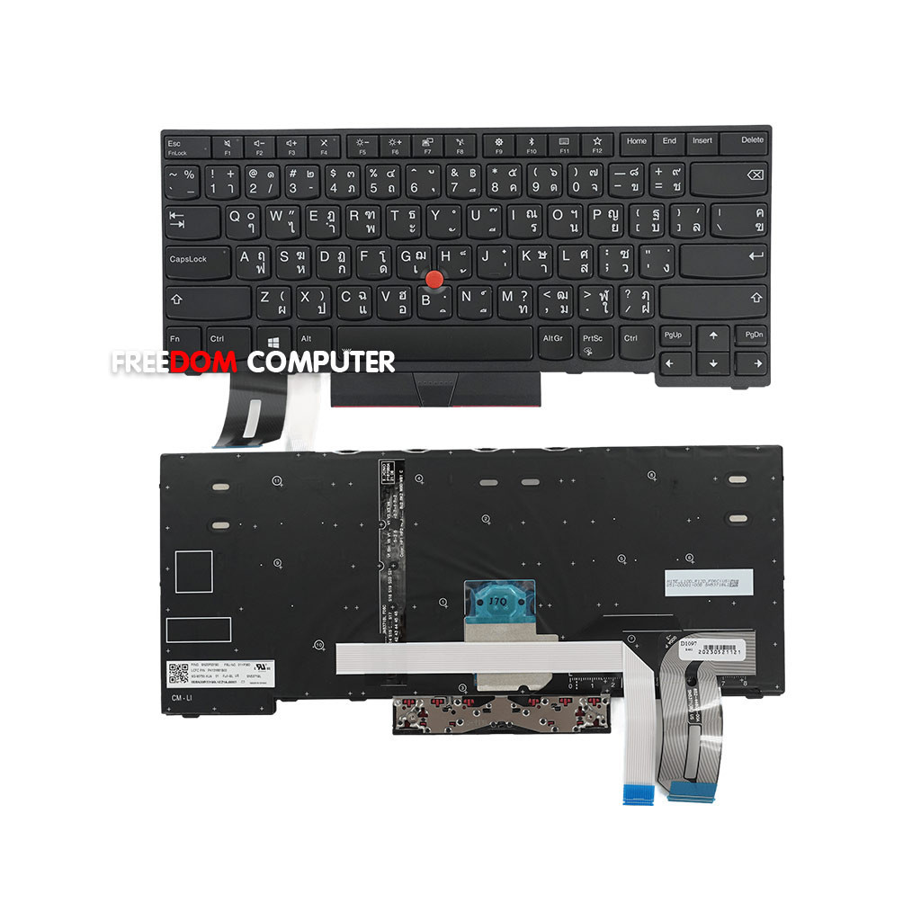 คีย์บอร์ดโน๊ตบุ๊ค KEYBOARD LENOVO THINKPAD L380 E480 E490 T480S T490 ...