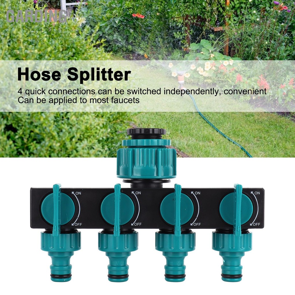Garding 4 WAY ท่อ Splitter Water TAP ท่อตัวเชื่อมต่อจำหน่ายสำหรับสวน ...