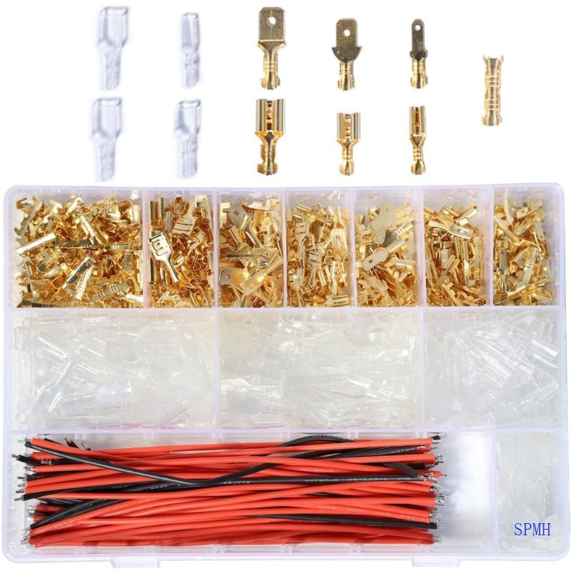 Super 810 ชิ้น Spade Connector Assortment ชุดชายหญิง Crimps Terminals ...
