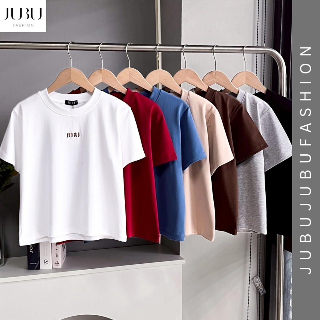 Grace Crop Top เสื้อครอปสาวอวบ Baby Tee ปักjubu ผ้ายูนิโคล ทรงเบสิค อก ...
