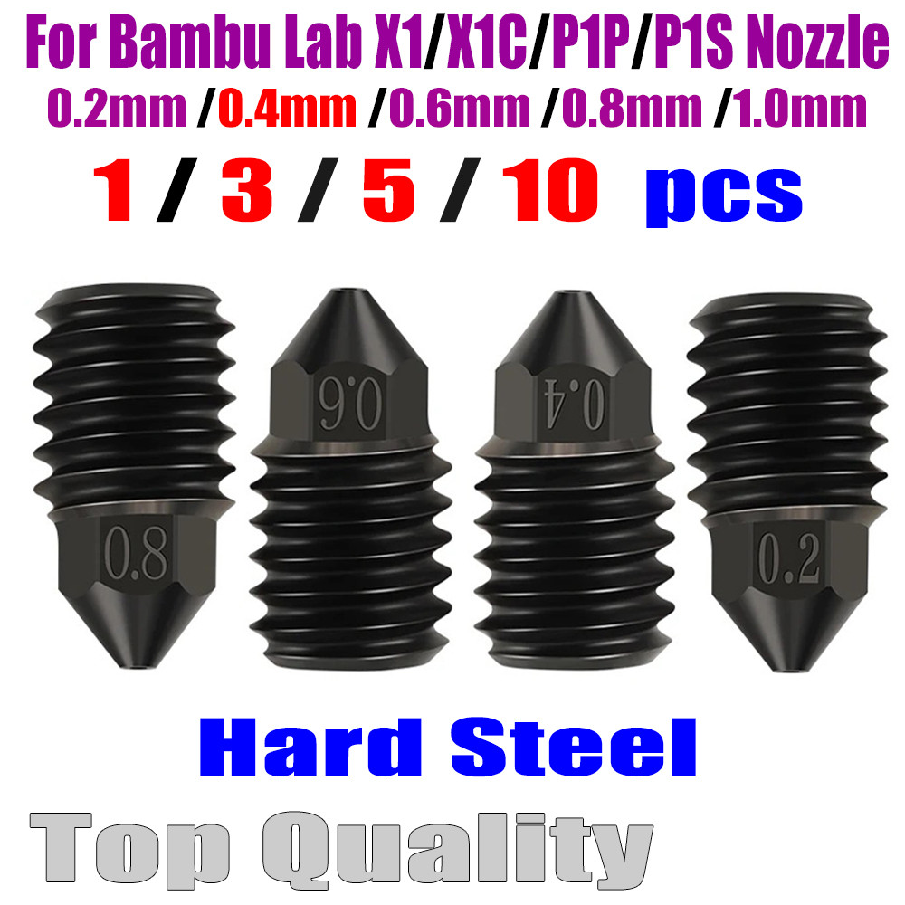 For Bambu Lab X1 x1c p1p P1S Nozzle Hardened Steel 0.2 0.4 0.6 0.8 1 ...