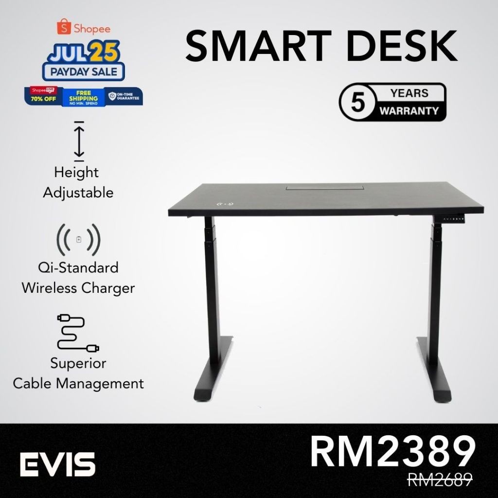 EVIS Smart Desk Electrically Height Adjustable Ergonomic Office Desk ...