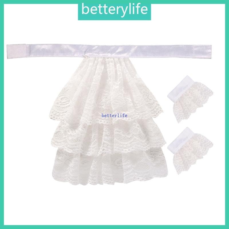Btf Victorian Colonial Jabot Set Ruffled Lace เนคไทคอปกพร้อมข้อมือชุด ...