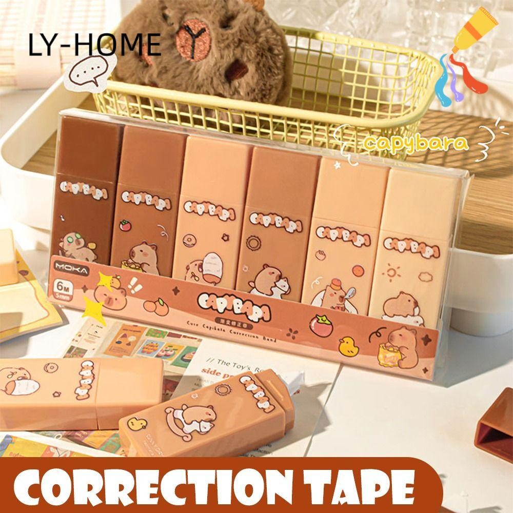 Ly 6 ชิ้น/เซ็ตเครื่องเขียนนักเรียน, Smooth Gradient สี Capybara Correction เทป,การ์ตูนอินเทรนด์ ...