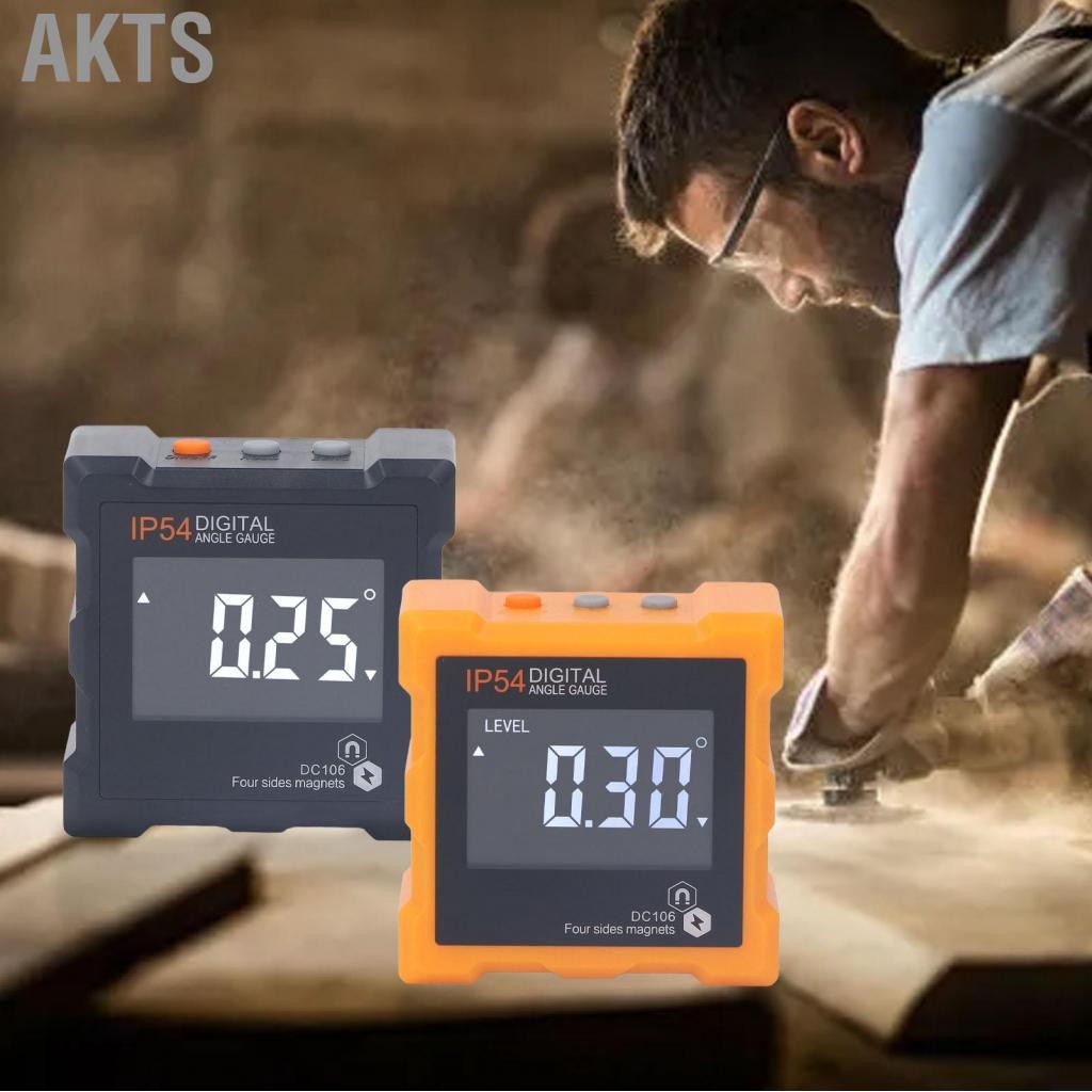 AKTS IP54 มุม Finder 4x90 ° LCD ดิจิตอล 4 ด้านเครื่องวัด Inclinometer ...