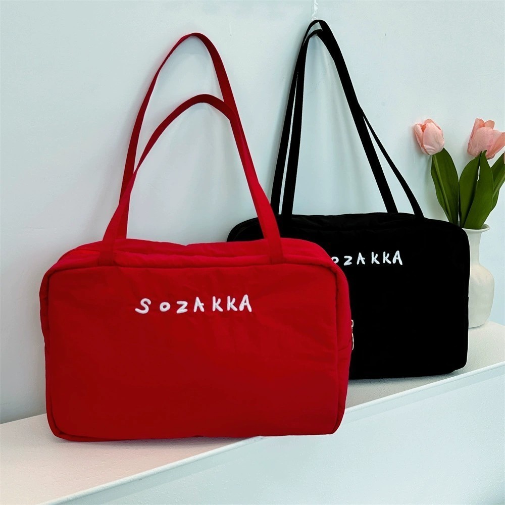 bag_1(BAG2204) กระเป๋าผ้าไนล่อนสะพายไหล่ งานปักSOZAKKA | Shopee Thailand