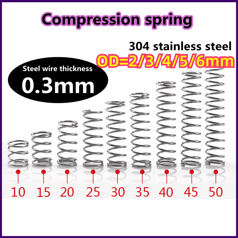 สปริง [XSP2-Y] d0.3 มม. * OD2-6 มม. *L5-50 มม. 20 ชิ้น สปริงกด-สปริงดัน ...