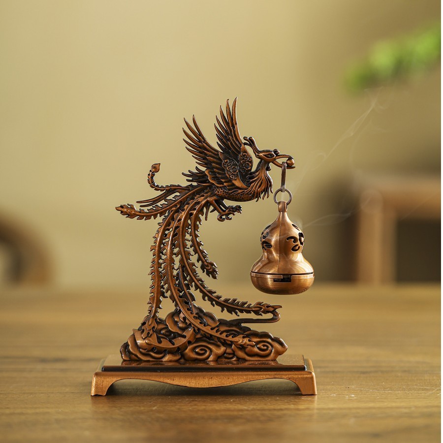 Phoenix Yufei กระถางธูปฟีนิกซ์สีทองเตาแขวน Xiaoxiangyun แป้งไม่ติดไม้ ...