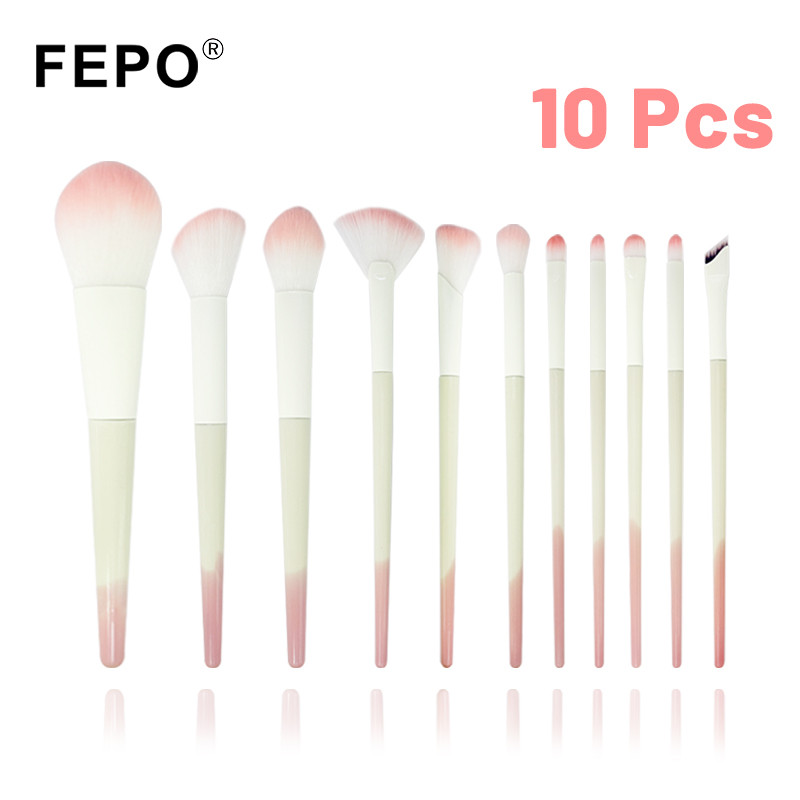 FEPO 10 ชิ้นชุดแปรงแต่งหน้า Soft EyeShadow แปรงแป้ง Blusher FOUNDATION ...