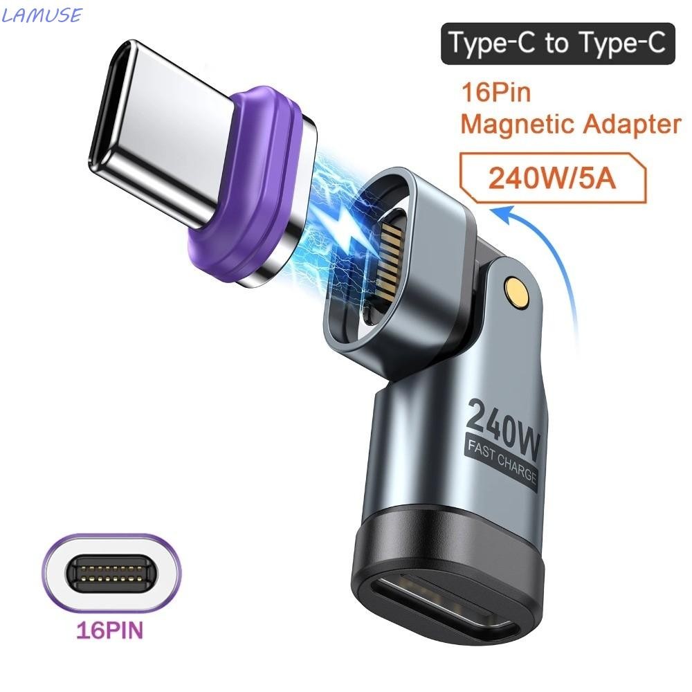 LAMUSE Magnetic USB C Adapter, 180° การหมุน 240W Magnetic USB-C เป็นตัว ...