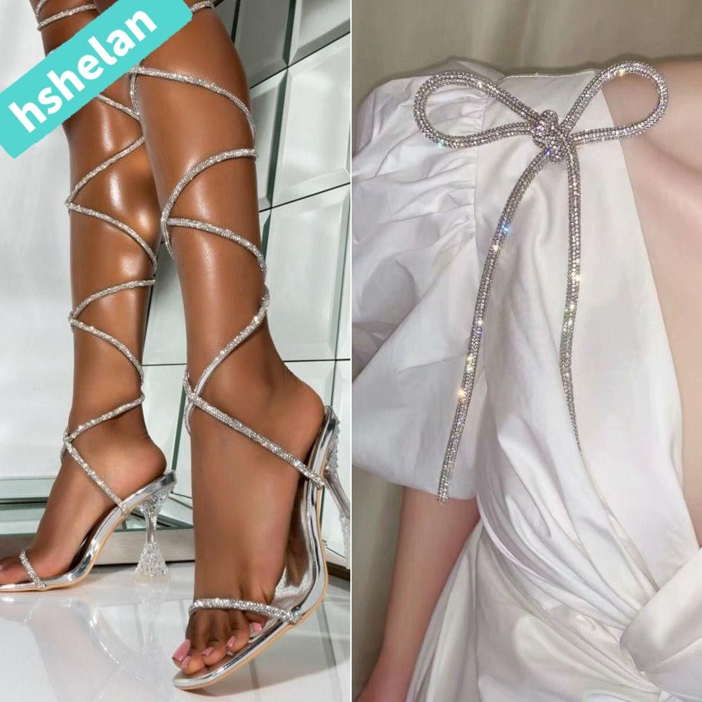 HHSHELANF6 เชือก 2 หลา, Bling Trimming Rhinestones สายไฟกลม, Universal Shiny String คริสตัล DIY ...