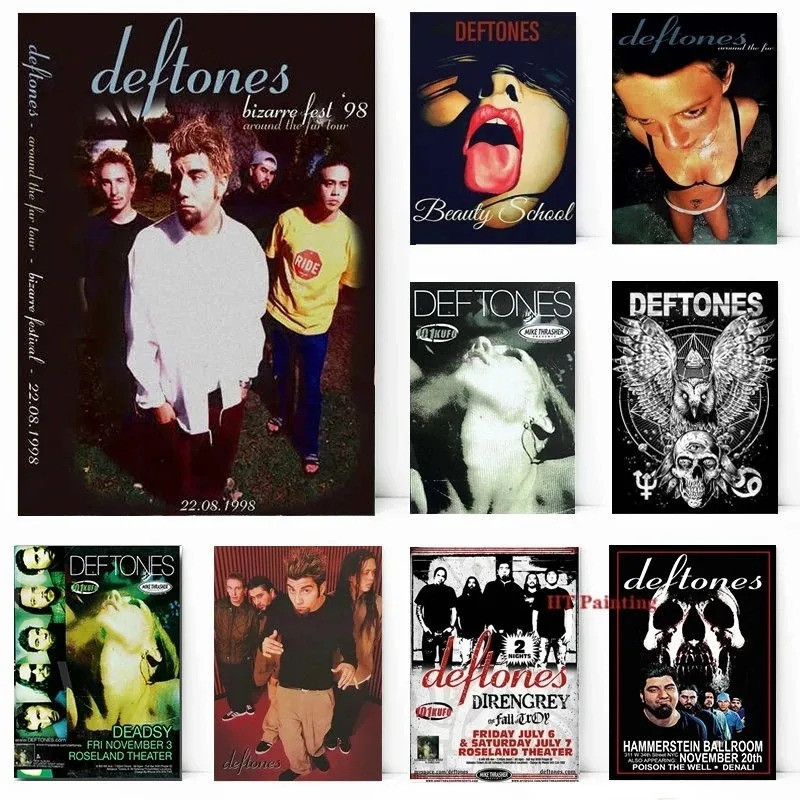 Retro Band Deftones โปสเตอร์คลาสสิกเพลงอัลบั้มรอบขนสัตว์/เพชรตาผ้าใบภาพ ...