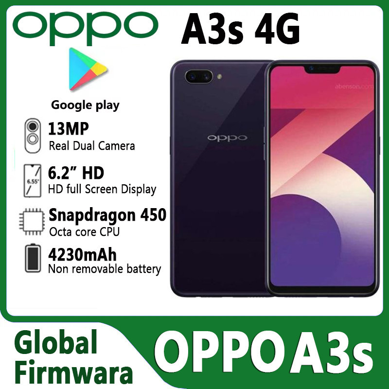 Oppo A3S สมาร์ทโฟนเครื่องเฟิร์มแวร์ทั่วโลก 6.2 นิ้ว CPU Qualcomm ...
