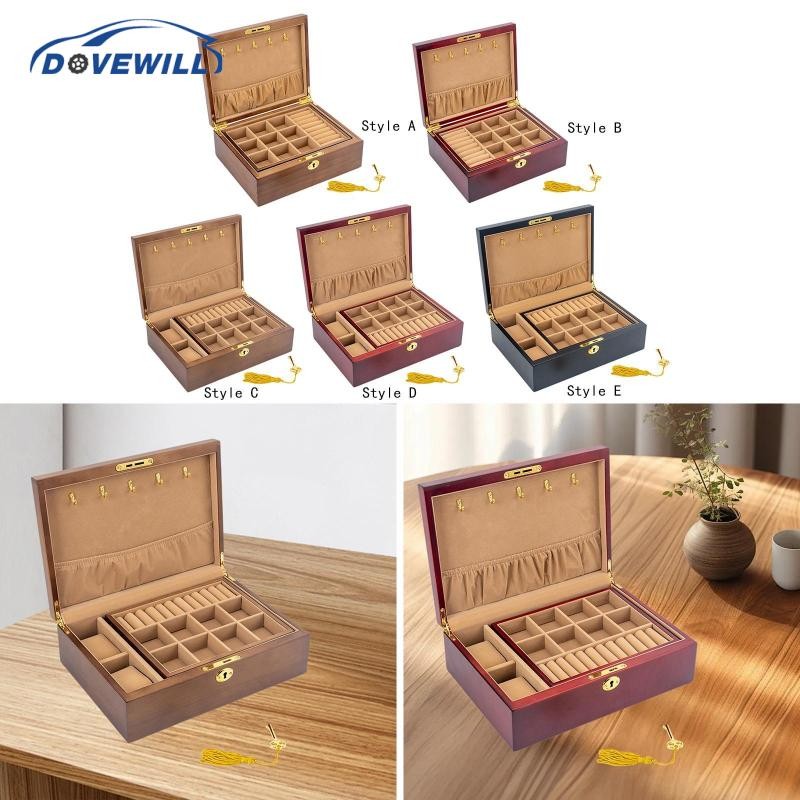 [Dovewill] กล่องเครื่องประดับไม้พร้อมกล่องจัดระเบียบเครื่องประดับสําหรับสร้อยคอแหวน | Shopee ...