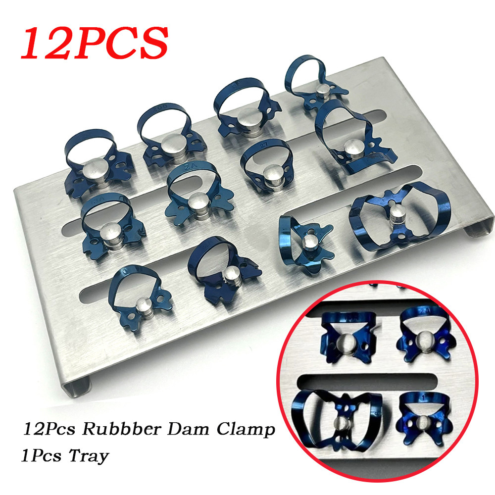 12 ชิ้นทันตกรรมยาง Dam Clamps Endodontic Restorative Barrier คลิปแผ่น ...