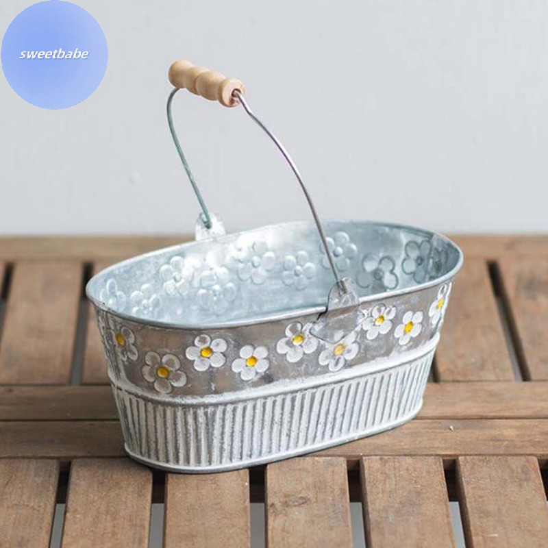 Sebabe วินเทจเหล็กกระถางดอกไม้สก์ท็อปแจกันดอกไม้พืชกระถางดอกไม้ระเบียง ...