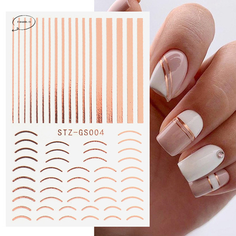 Parade 3D Lines สติ๊กเกอร์ติดเล็บ DIY Rose Gold Metal Stripe Lines ตัว ...