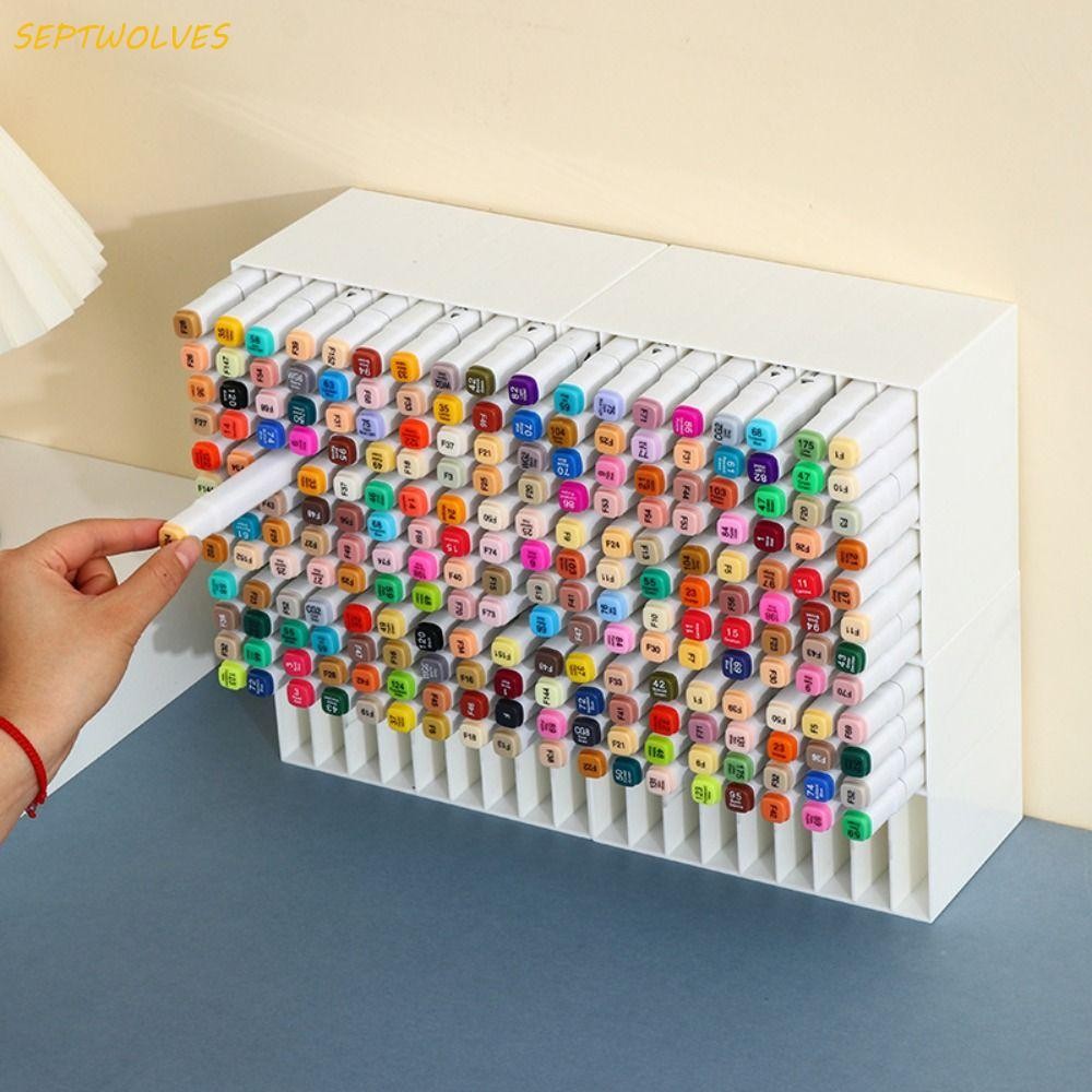 Septwolves Mark Pen Storage Box, 18 ช่องผู้ถือเครื่องสําอาง Art Marker ...