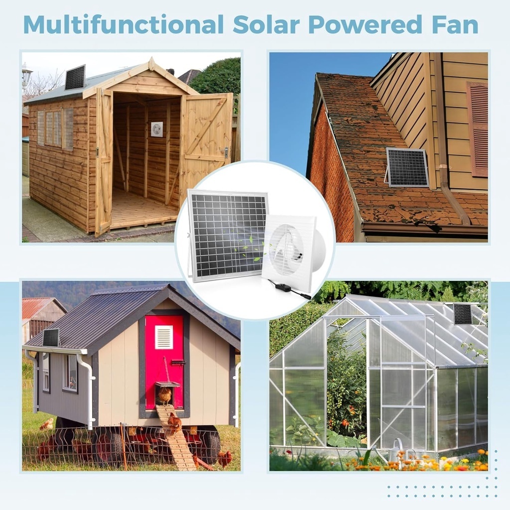 DC SOLAR Air Fan MINI Powered Exhaust Fan, 12V with SOLAR PANEL, 4 inch ...