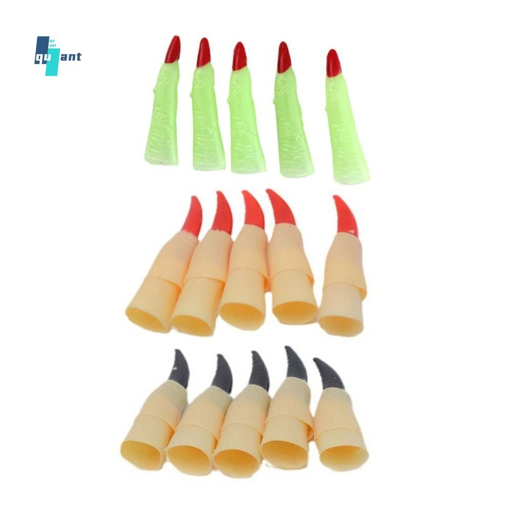 Quantumsky 10 ชิ้น/เซ็ตฮาโลวีนนิ้วปลอม,ผีน่ากลัวแม่มดซอมบี้ชุดนิ้ว,แต่งตัวส่องสว่างสีดํานิ้วยาว ...