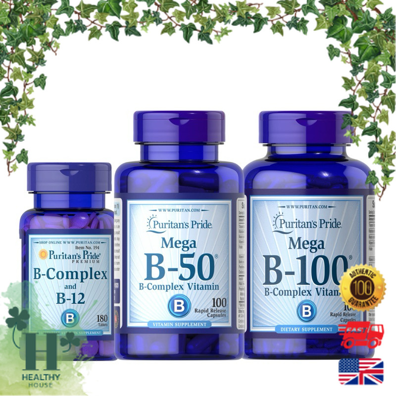 พร้อมส่ง Puritan's Pride Vitamin B-Complex and Vitamin B-12 b12 b50 ...