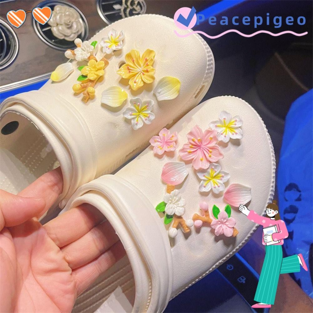 PEACEPIGEO รองเท้า Charms, Multifunctional Peach Blossom Series DIY สำหรับรองเท้า Croc และการ ...