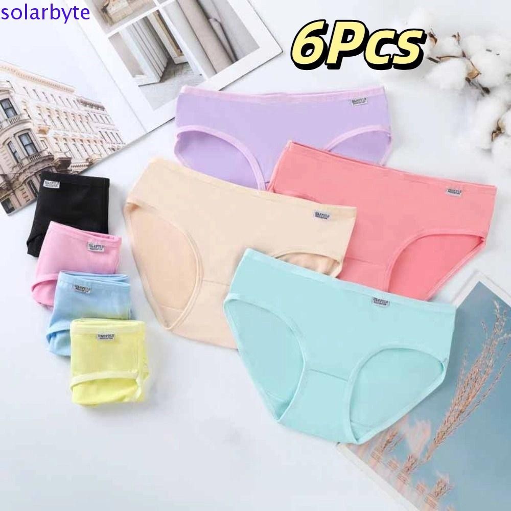 ชุดชั้นใน SOLARBYTE 6 ชิ้น กางเกงทรงเรียบง่าย สีสดใสและระบายอากาศดี สำหรับสวมใส่ในหน้าร้อน ...