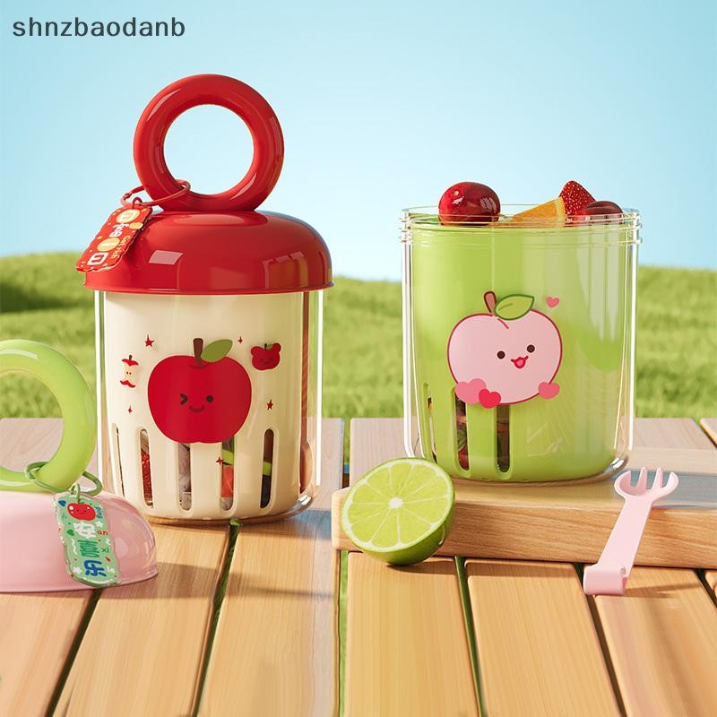 [shnzbaodanb] ถ้วยผลไม้กลางแจ้งแบบพกพาปิดผนึกป้องกันการรั่วสลัดโยเกิร์ตพร้อมส้อมปิกนิกสองชั้นท่อ ...