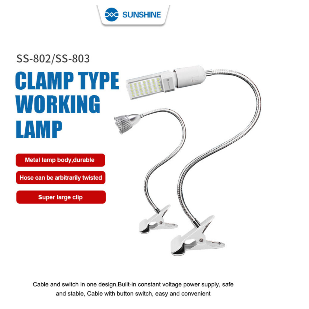 SUNSHINE SS‑802/SS‑803 โคมไฟ LED สำหรับช่างซ่อมมือถือ/อิเล็กทรอนิกส์ ที่ต้องการแสงสว่างเฉพาะจุด ...