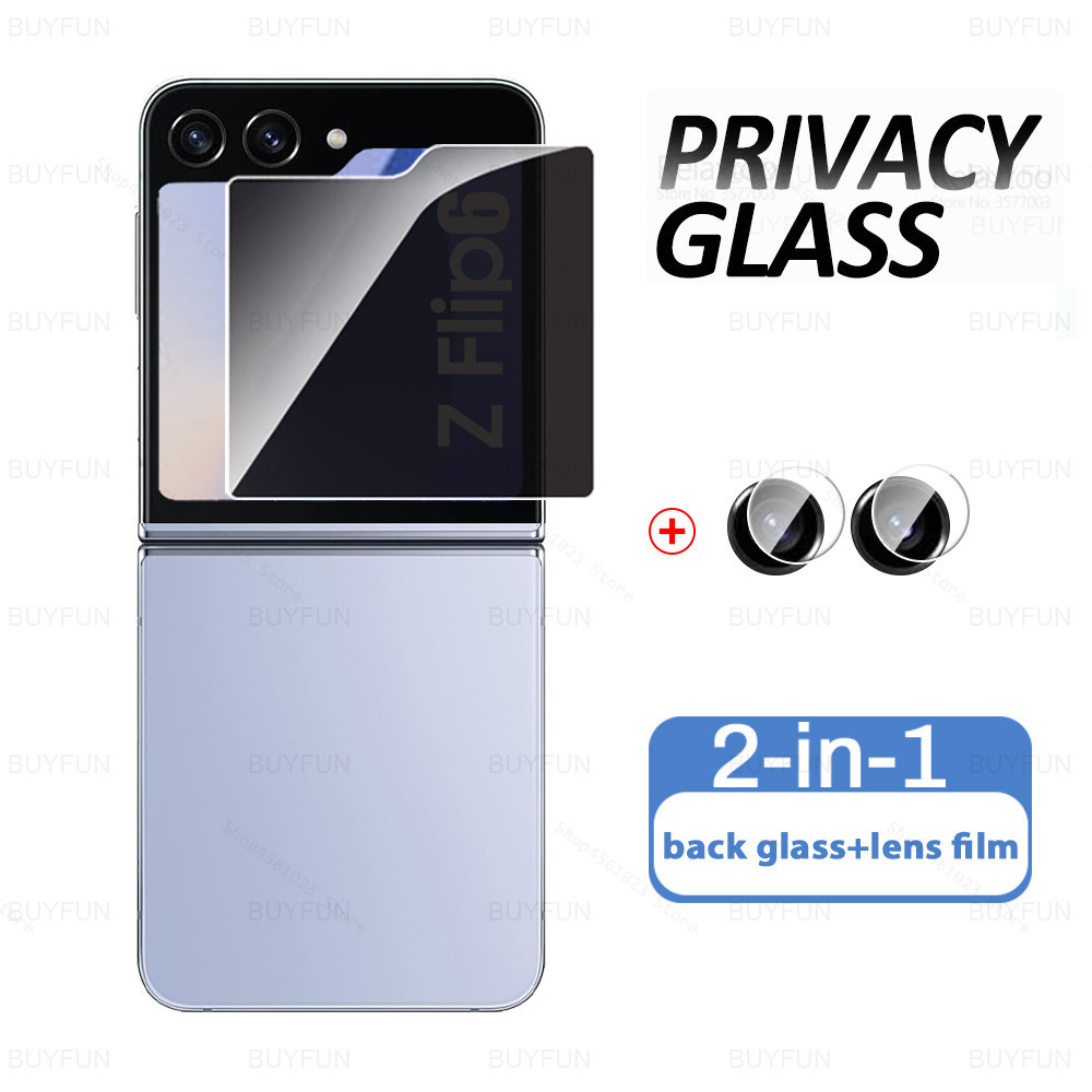 2in1 PRIVACY กระจกนิรภัยสําหรับ Samsung Galaxy Z Flip 7 6 5 4 Flip6 ...