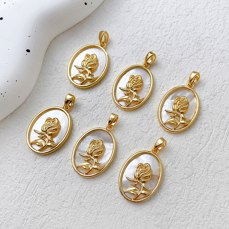 จี้ไมกาธรรมชาติ Fritillaria สีทอง14K DIY เครื่องประดับมือสร้อยข้อมือสร้อยคอต่างหูอุปกรณ์เสริม ...