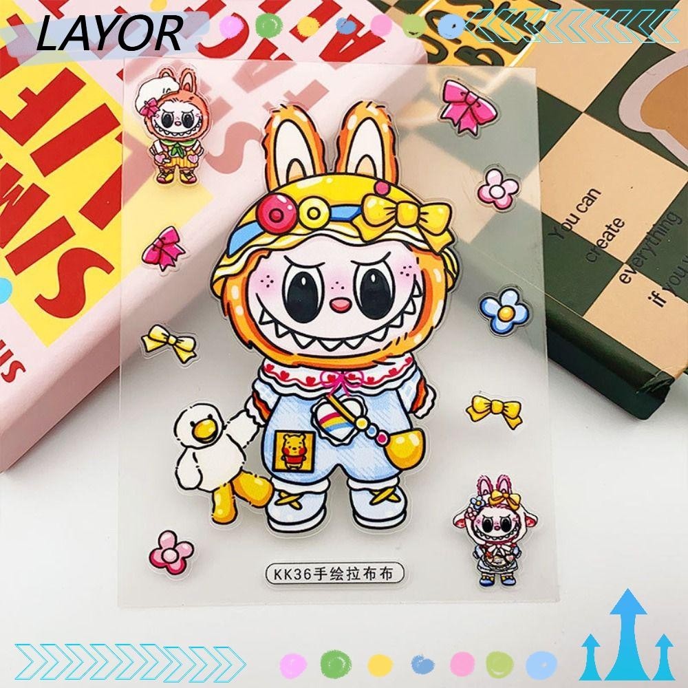 Lay Labubu สติกเกอร์,หลายสีทนทานบรรเทาสติกเกอร์เยลลี่,ตู้เย็นตลก Kawaii ...