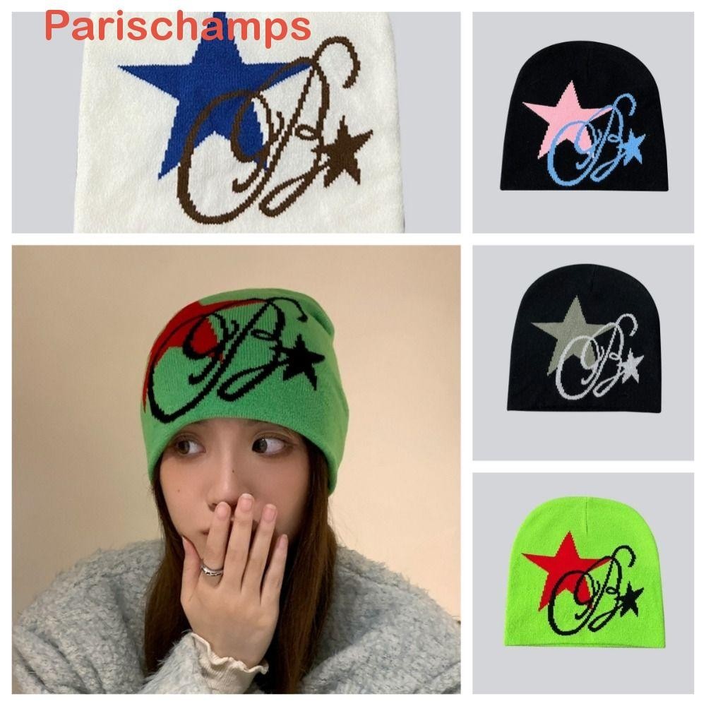 Parischamps Star ถัก Skullies Beanies, Bonnet Hip-hop โครเชต์หมวก, Retro Street หมวก Y2k ...