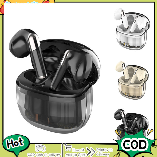 J209 หูฟังไร้สายพร้อมเคสชาร์จแบบใสหูฟังเสียงสเตอริโอหูฟังชนิดใส่ในหู ...