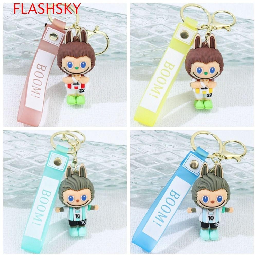 Flashsky Labubu พวงกุญแจตุ๊กตา, Play Football Anti-lost Labubu Doll ...