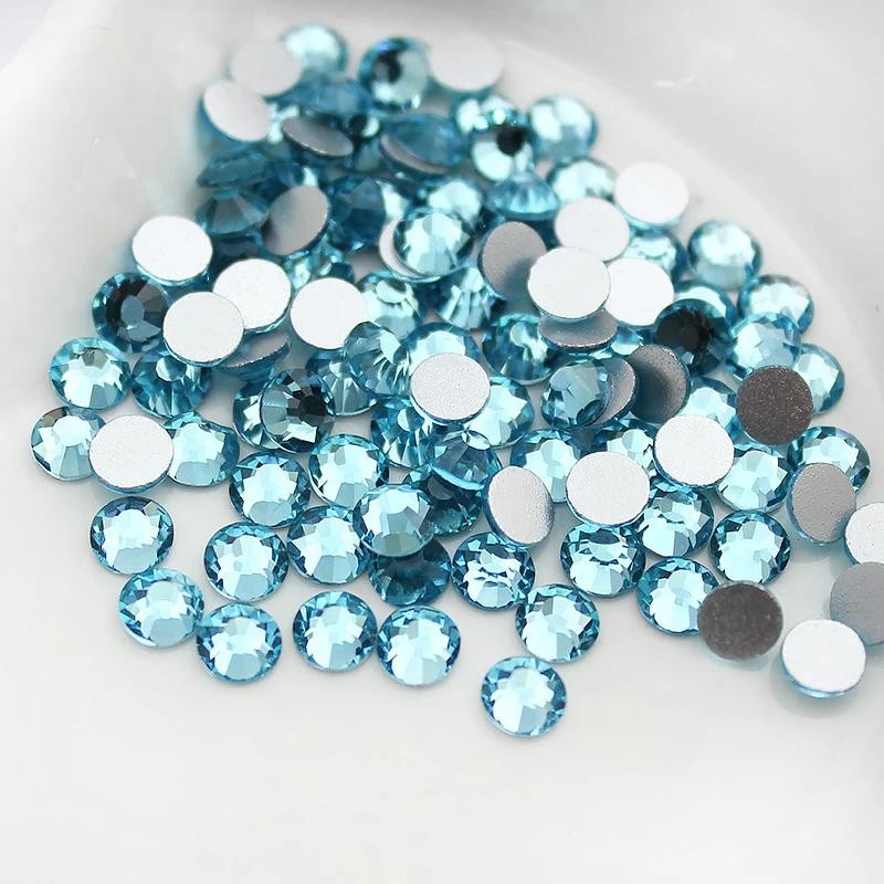 Ss4-ss34 Aquamarine rhinestone Flatback Non Hotfix กาวบนเล็บ ...
