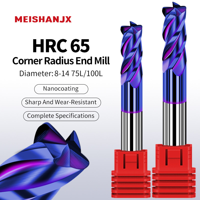 Hrc65 มุมรัศมี End Mill 8-14 มม.เหล็กทังสเตน Endmil คาร์ไบด์ R Bullnose ...