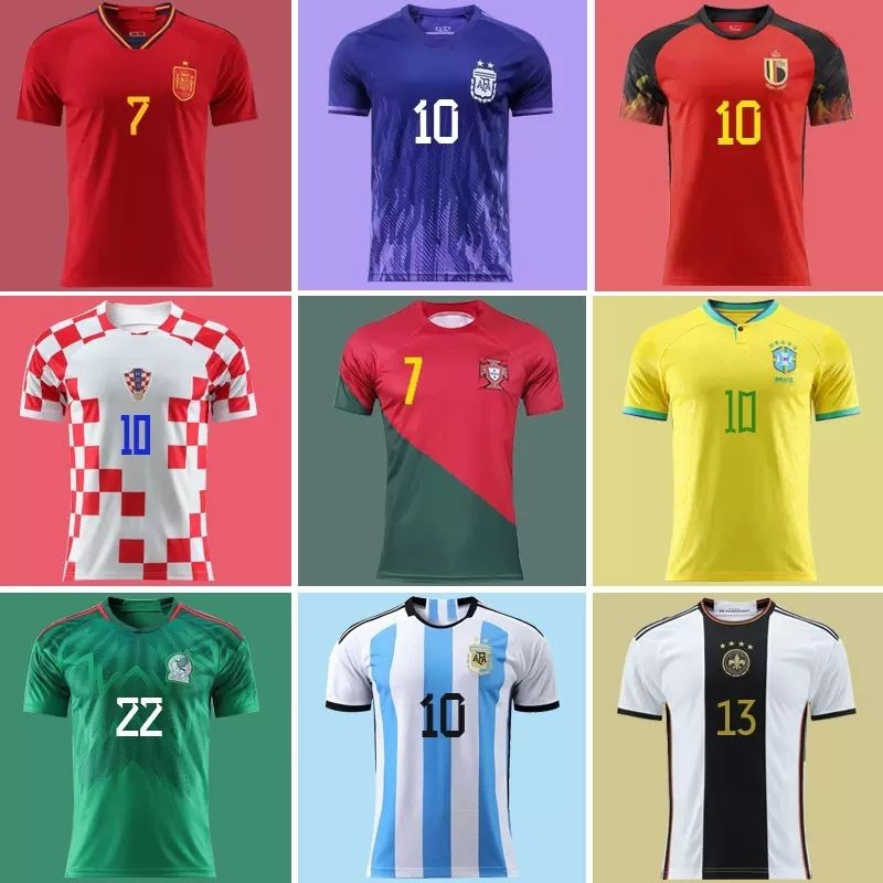 2022 World Jersey Cup เสื้อฟุตบอลทีมชาติอาร์เจนตินา Jersey Brazil ...