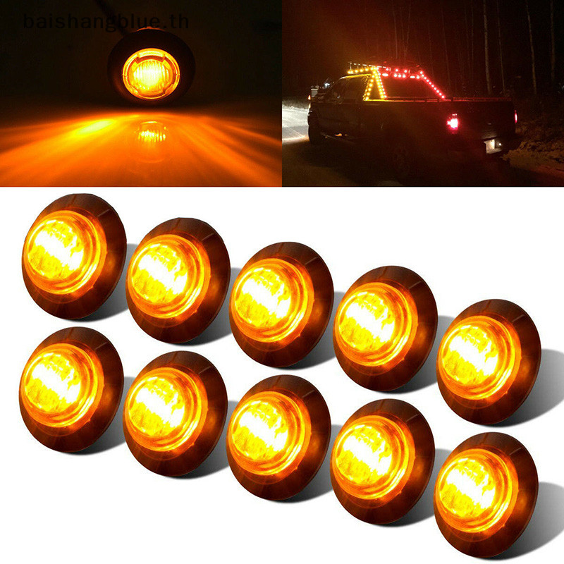 Pre 1X 3/4" Amber สีเหลืองขนาดเล็กรอบด้านข้าง Marker ไฟ 3LED ปุ่มโคมไฟ ...