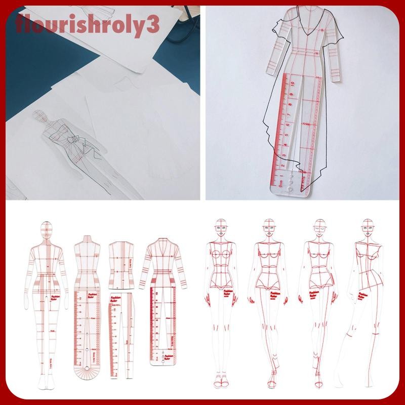 [Flurish] 4 รุ่นเสื้อผ้าวาดแม่แบบไม้บรรทัดไม้บรรทัดโรงเรียนเย็บ Patchwork ไม้บรรทัด Cool Lines ...