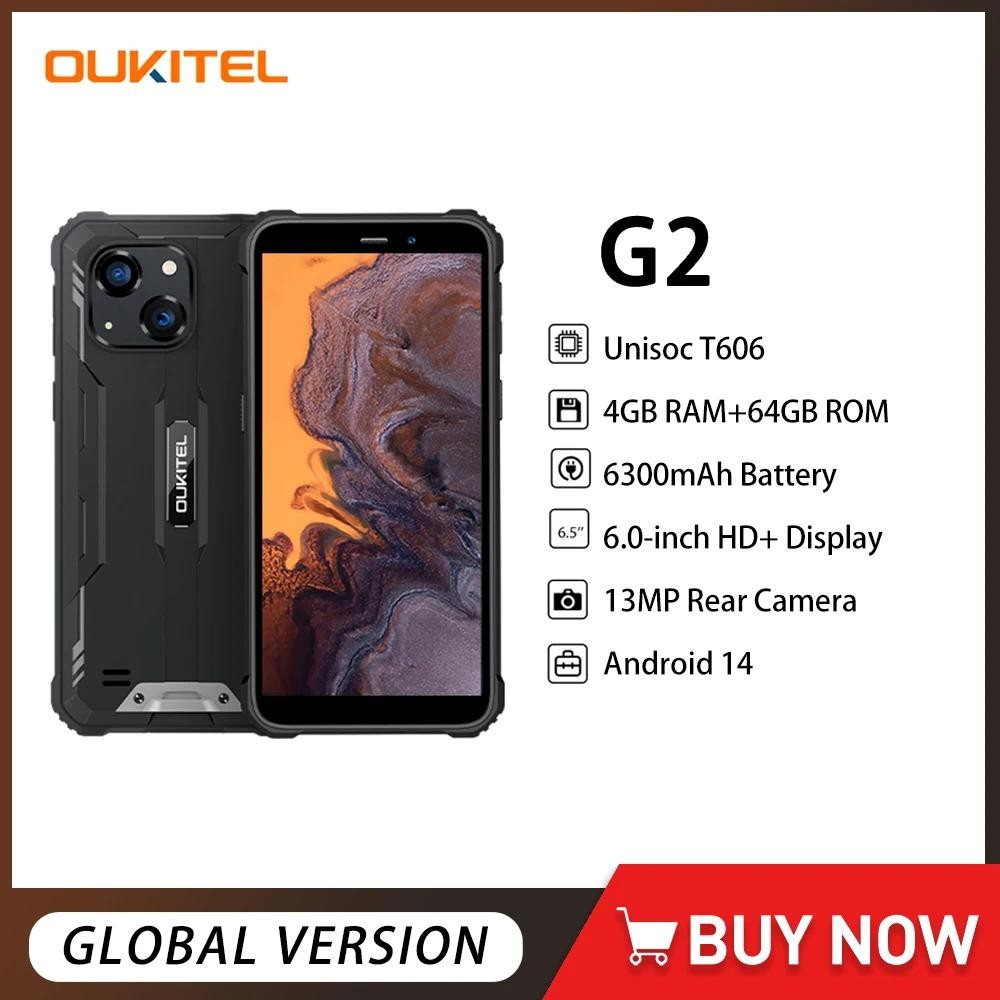 Oukitel G2 สมาร์ทโฟนที่ทนทาน Android 14 T606 6.0 "HD+ 4GB RAM 64GB ROM ...