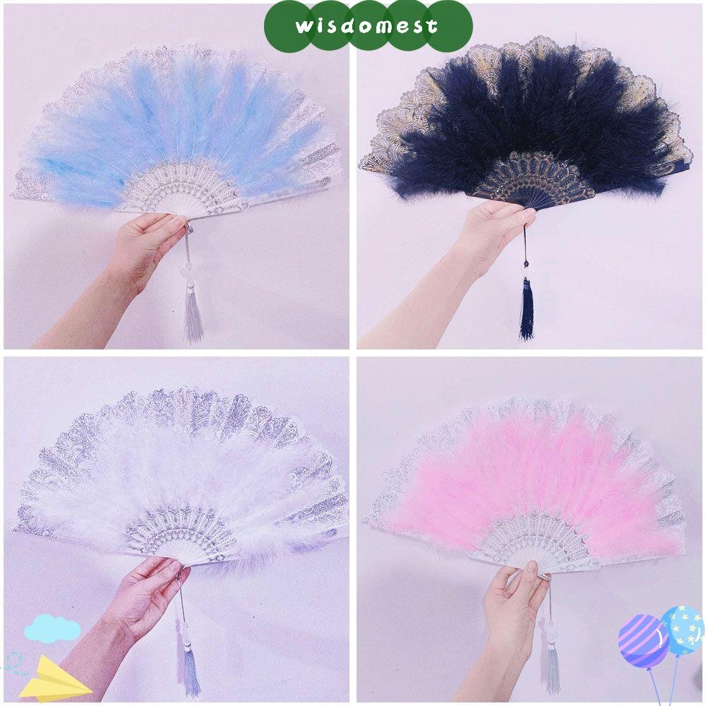 Wisdomest Lolita พัดลม Feather Rose Cos Props Party เครื่องประดับ Art ...
