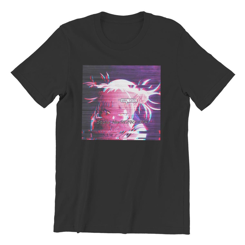 เสื้อยืดผู้ชาย Toga Himiko Vaporwave Glitch Effect อะนิเมะ MHA อะนิเมะ ...