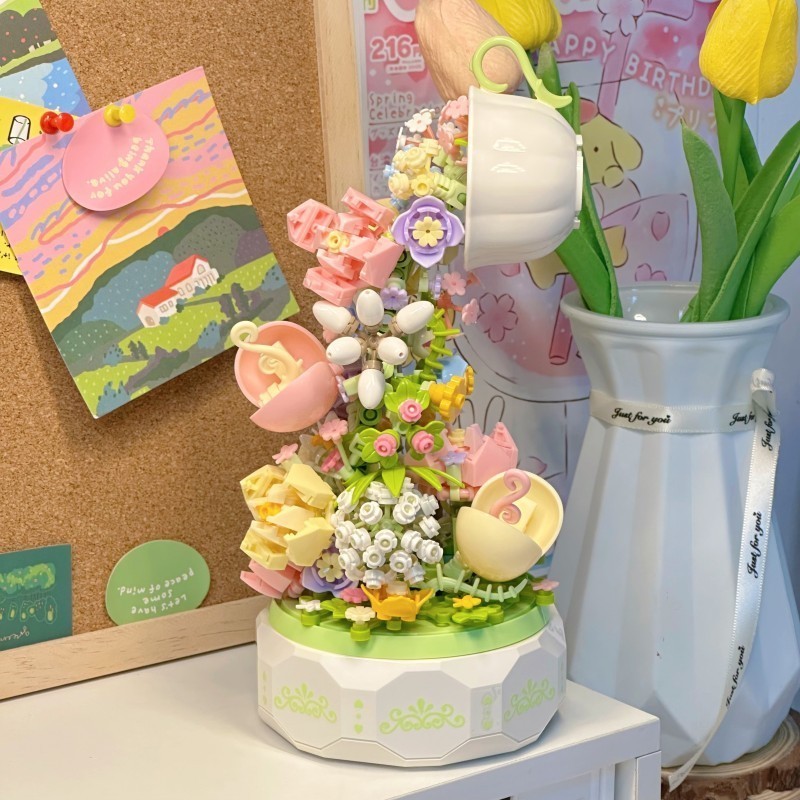 Top12-Senbao Huayyan Tea Music Box Building Blocks น้ำตกช่อกุหลาบกล่อง ...