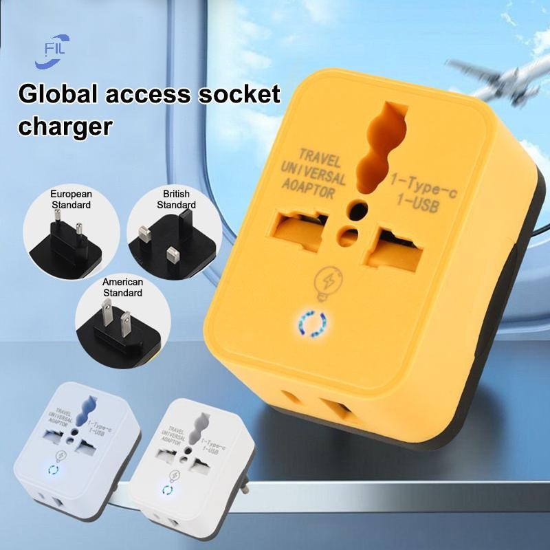 FIL Universal Travel Adapter พร้อมพอร์ต USB TYPE C อะแดปเตอร์ชาร์จไฟ ...