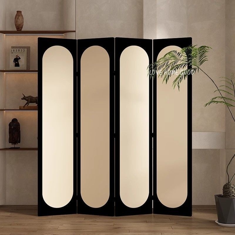 Modern screen partition living room folding wheel mobile office bedroom ...