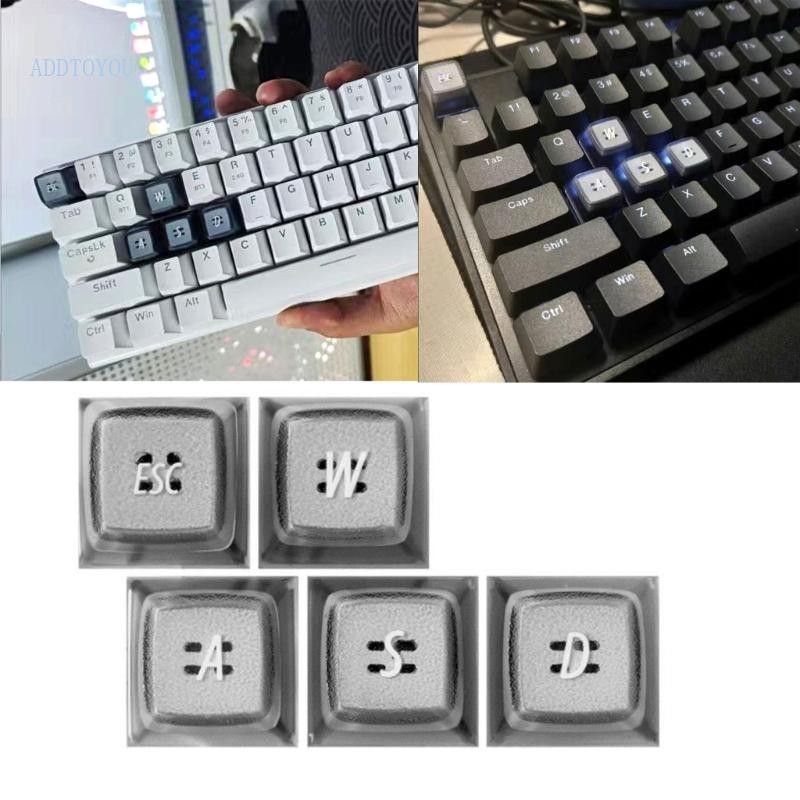 3C 5pcs Shine Through Keycaps EMA ความสูง Backlights คีย์บอร์ด Keycap ...