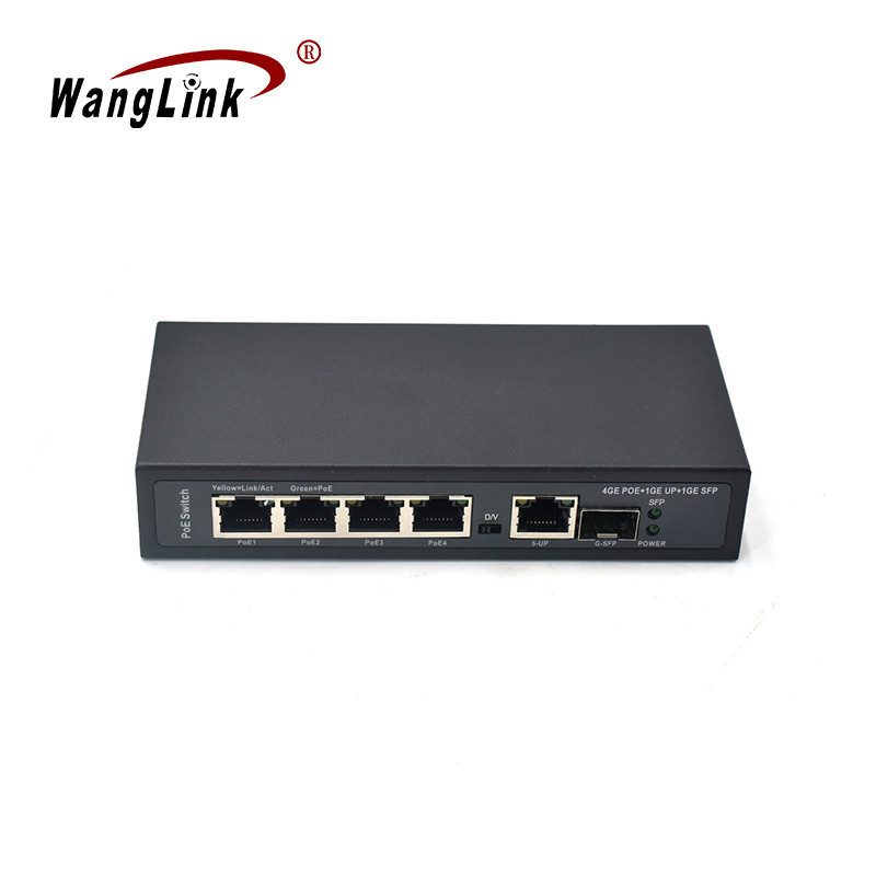 Wanglink Gigabit Ethernet POE Switch 48V 10/100/1000M 4 พอร์ต POE +1000Mbps Uplink + 1 พอร์ต SFP ...
